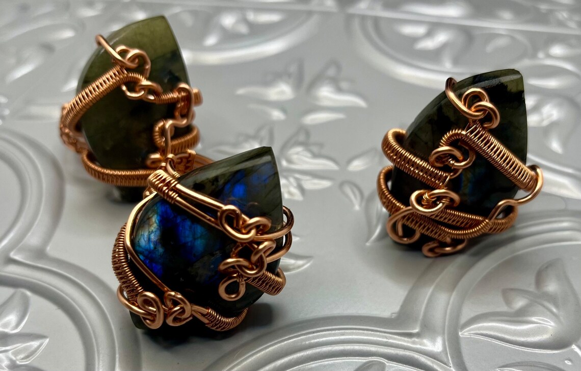 Wire Wrapped Labradorite Copper Ring - Etsy