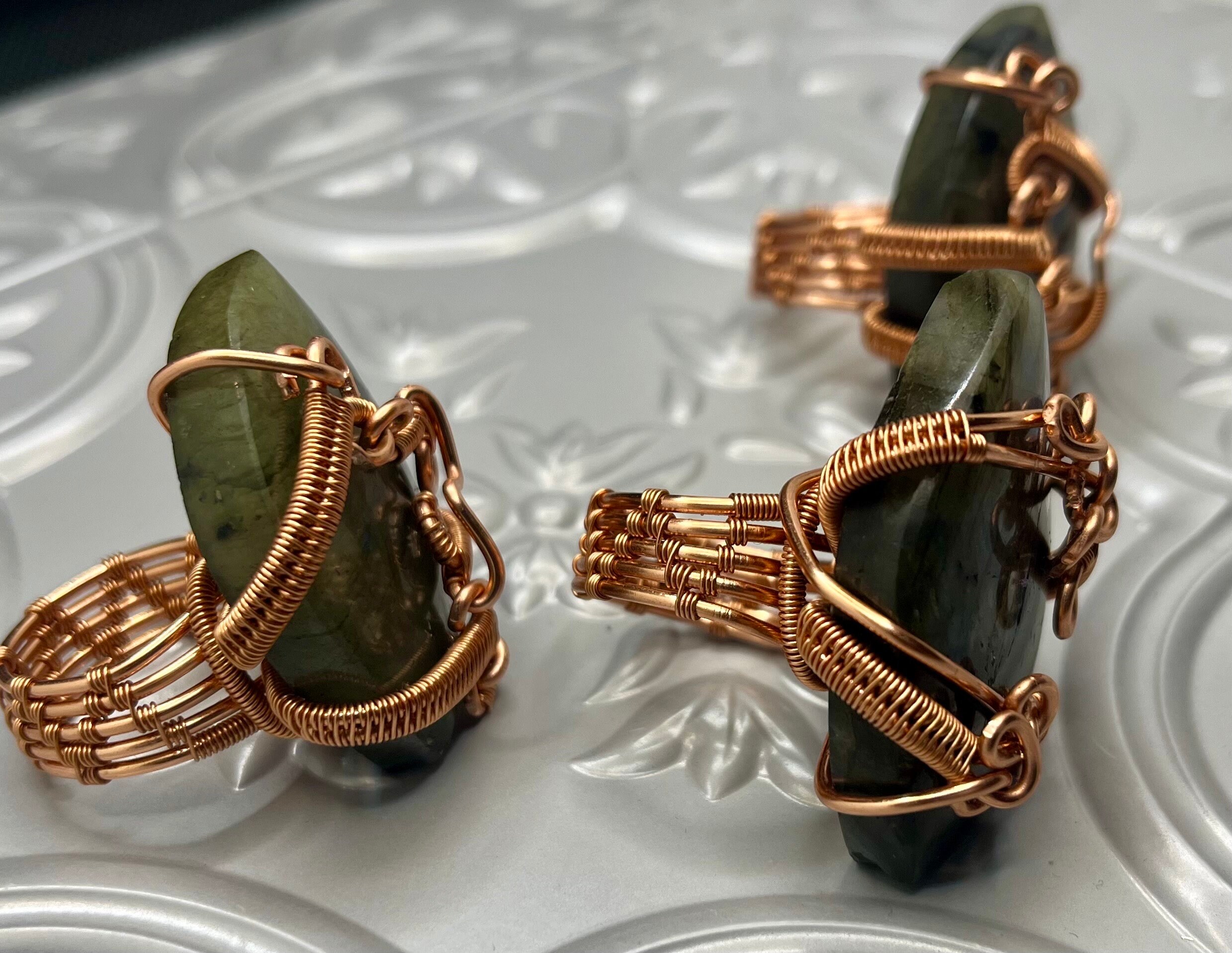 Wire Wrapped Labradorite Copper Ring - Etsy