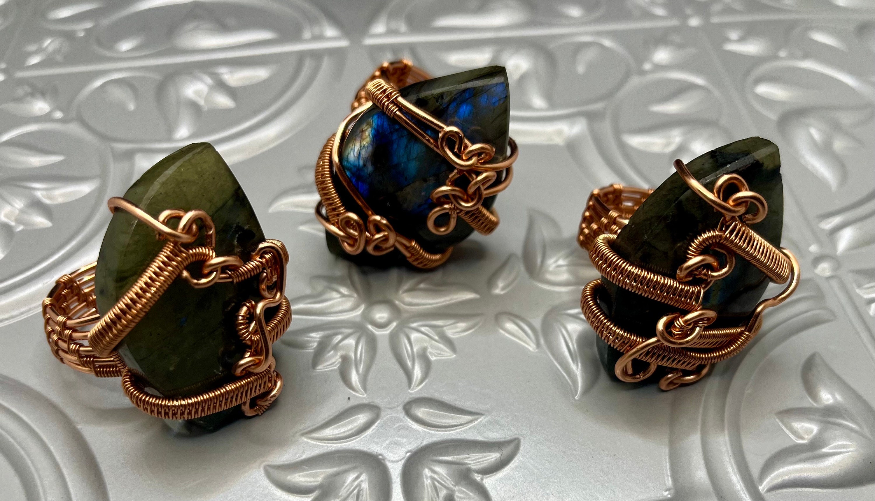 Wire Wrapped Labradorite Copper Ring - Etsy