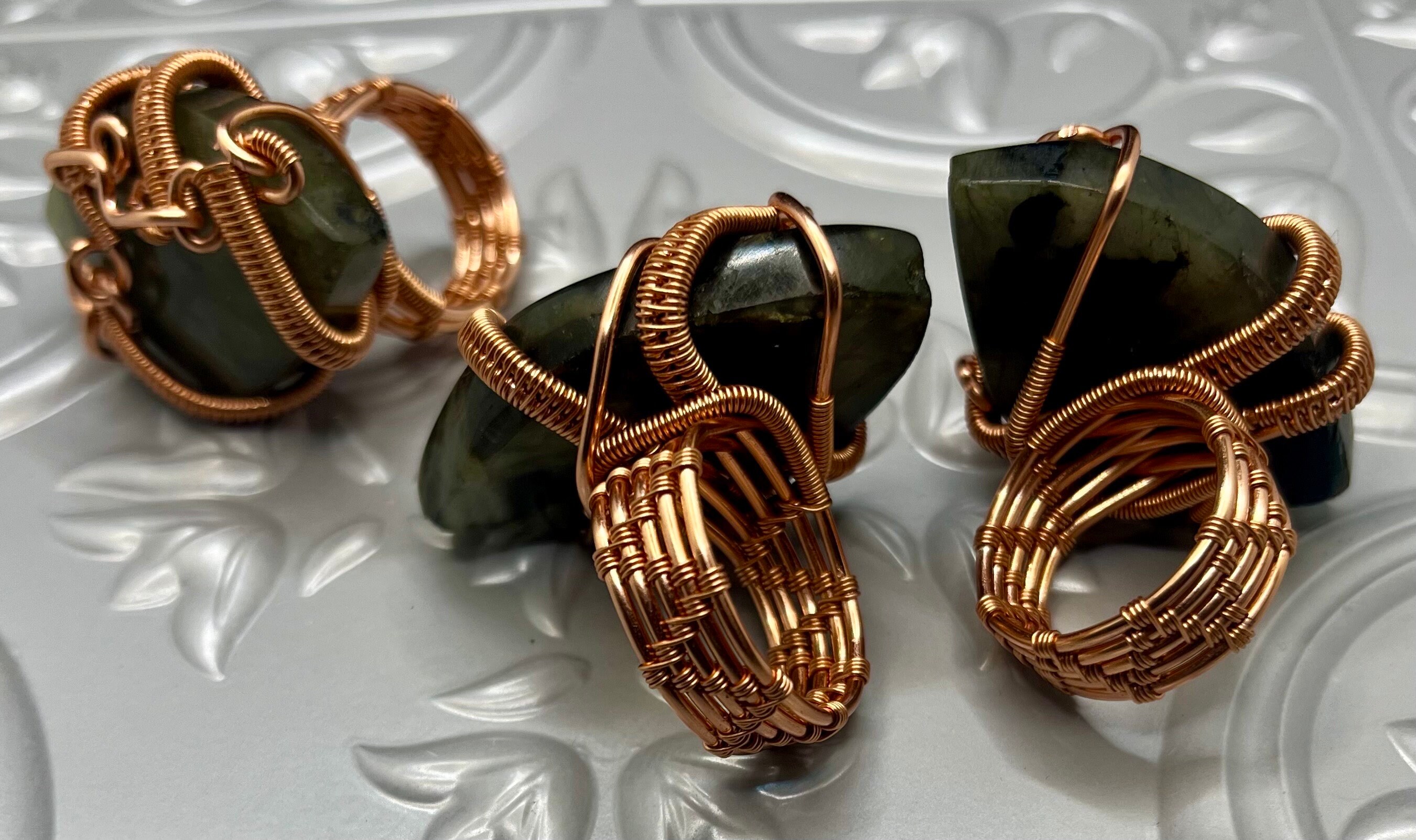 Wire Wrapped Labradorite Copper Ring - Etsy