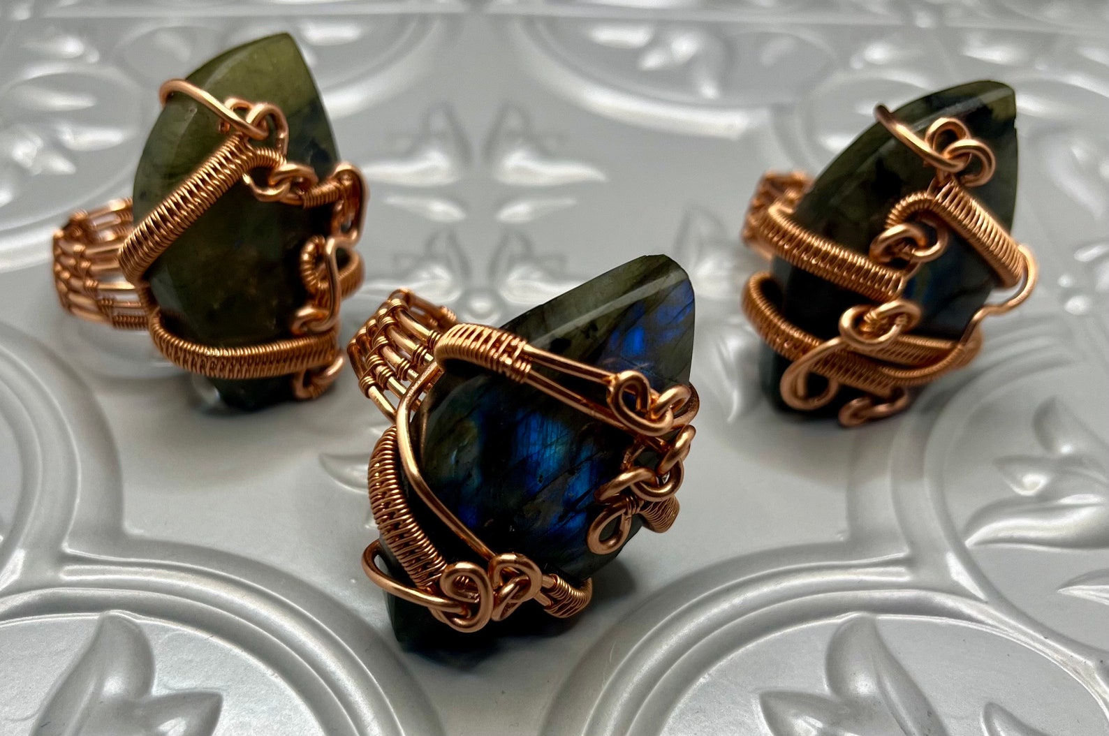 Wire Wrapped Labradorite Copper Ring - Etsy