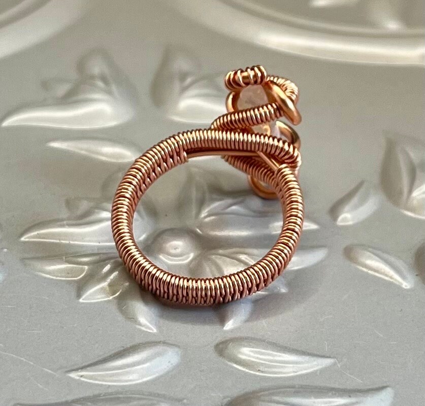 Wire Wrapped Opalite Crystal Chip Ring 2 Band tumbled Crystal Chip - Etsy