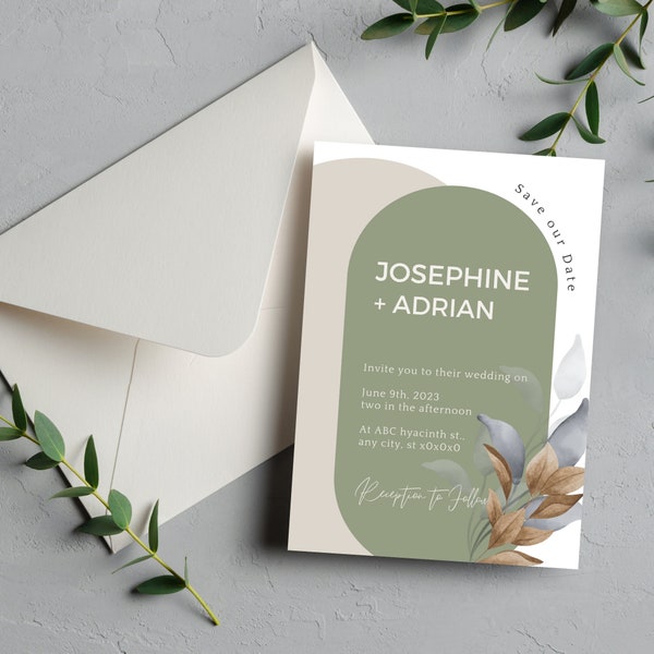 Scandinavian Wedding Invitation Template - Etsy