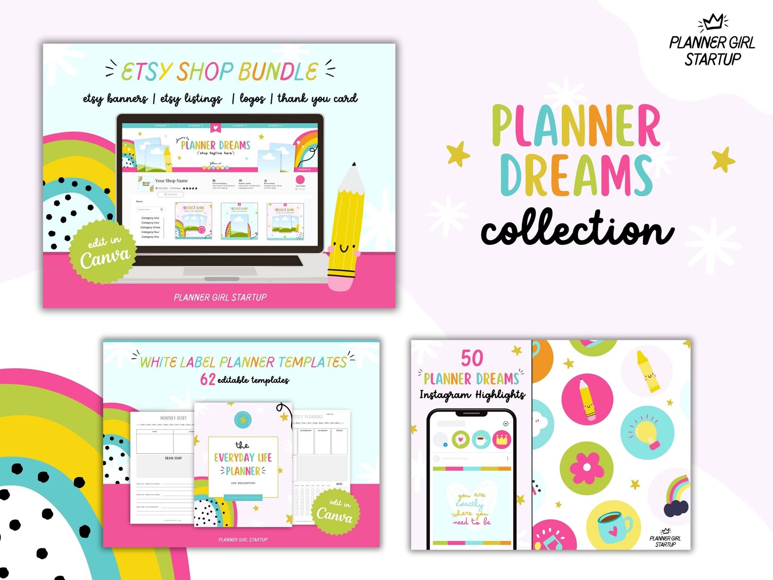 Colorful Instagram Post Templates Rainbow Instagram Posts Cute ...