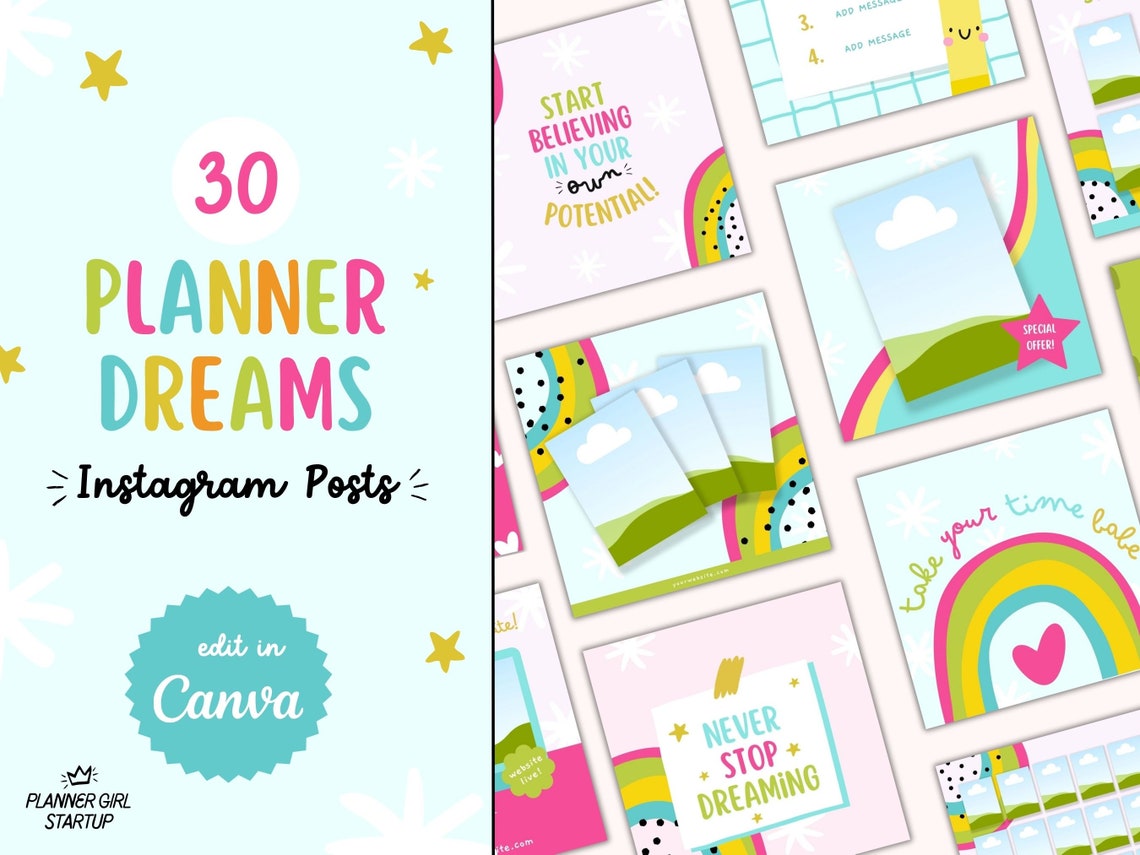 Colorful Instagram Post Templates Rainbow Instagram Posts Cute ...