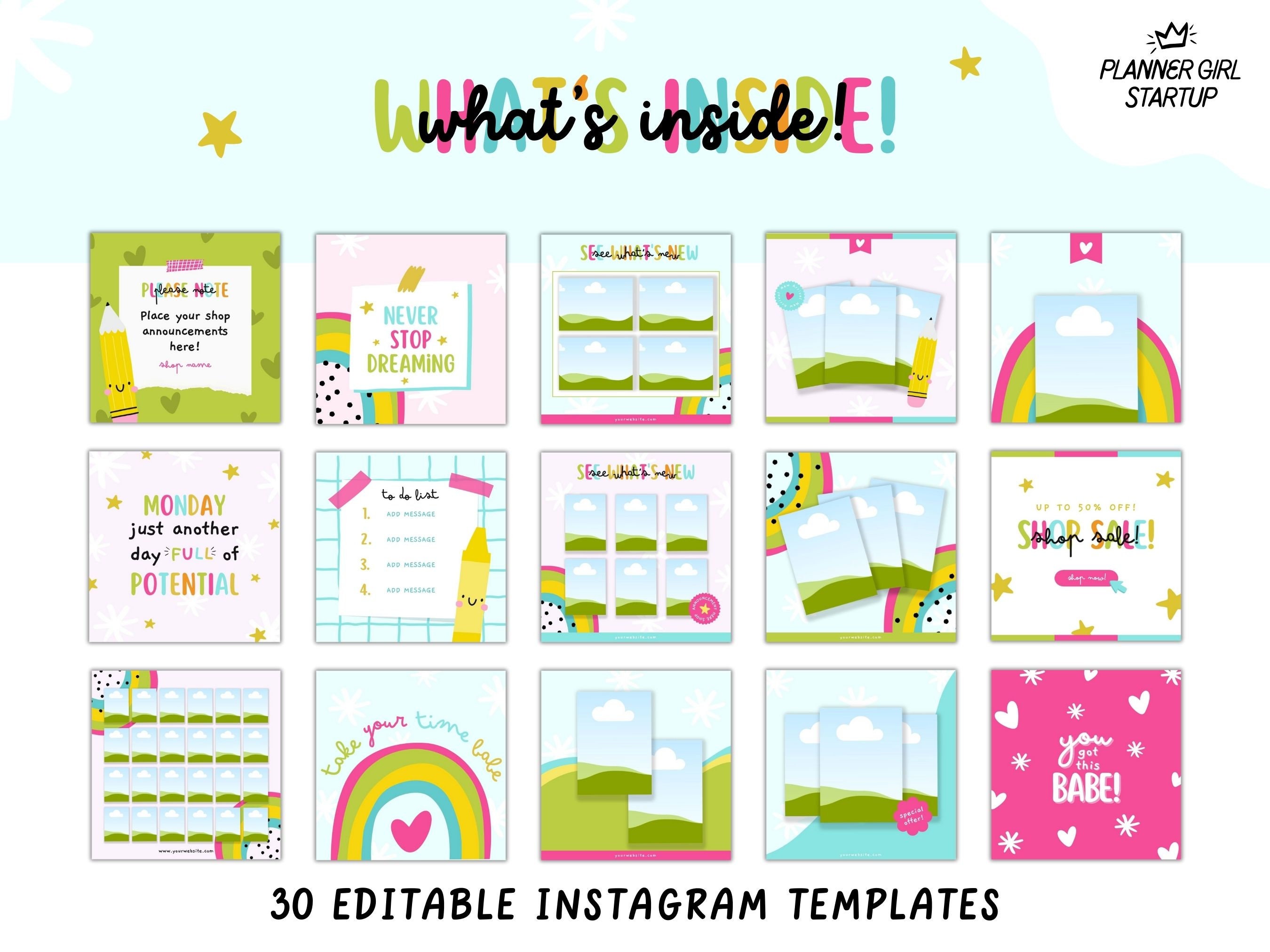 Colorful Instagram Post Templates Rainbow Instagram Posts Cute ...