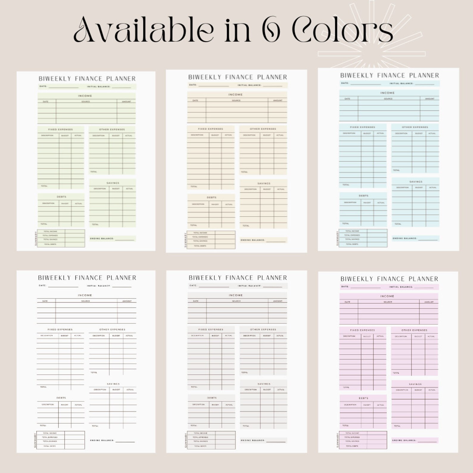 Biweekly Digital Budget Planner, Finance Tracker, Finance Planner ...