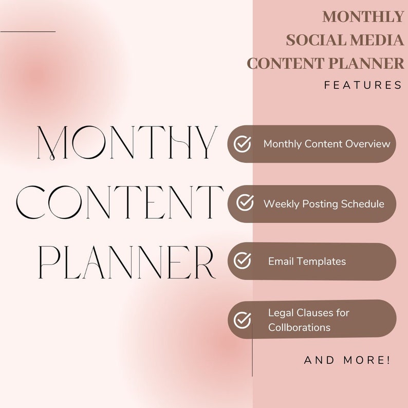 Content Creator Monthly Content Calendar & Planner Template | Digital ...