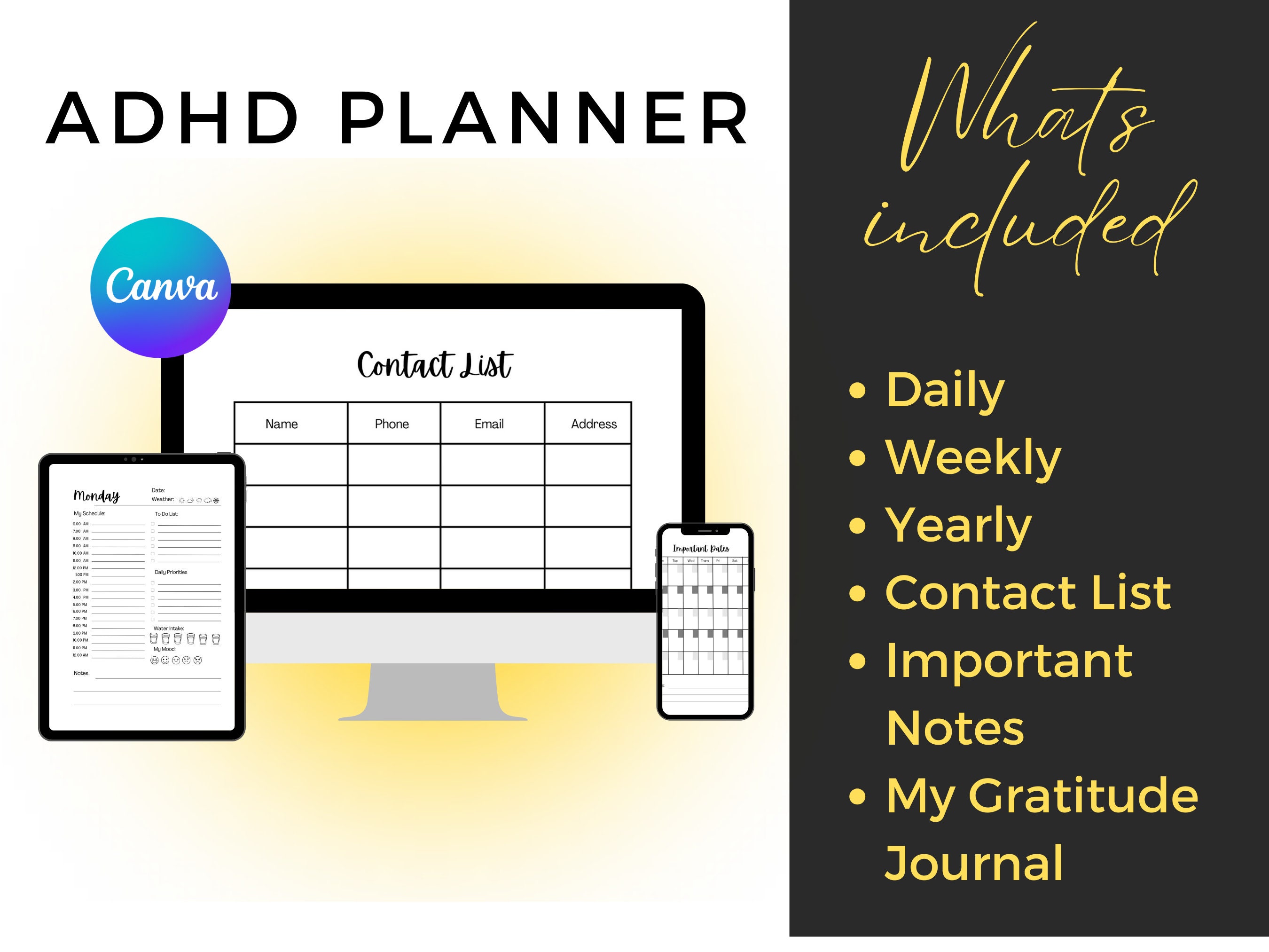 ADHD Planner Undated Digital ADHD Planner Digital ADHD Planner Daily ...