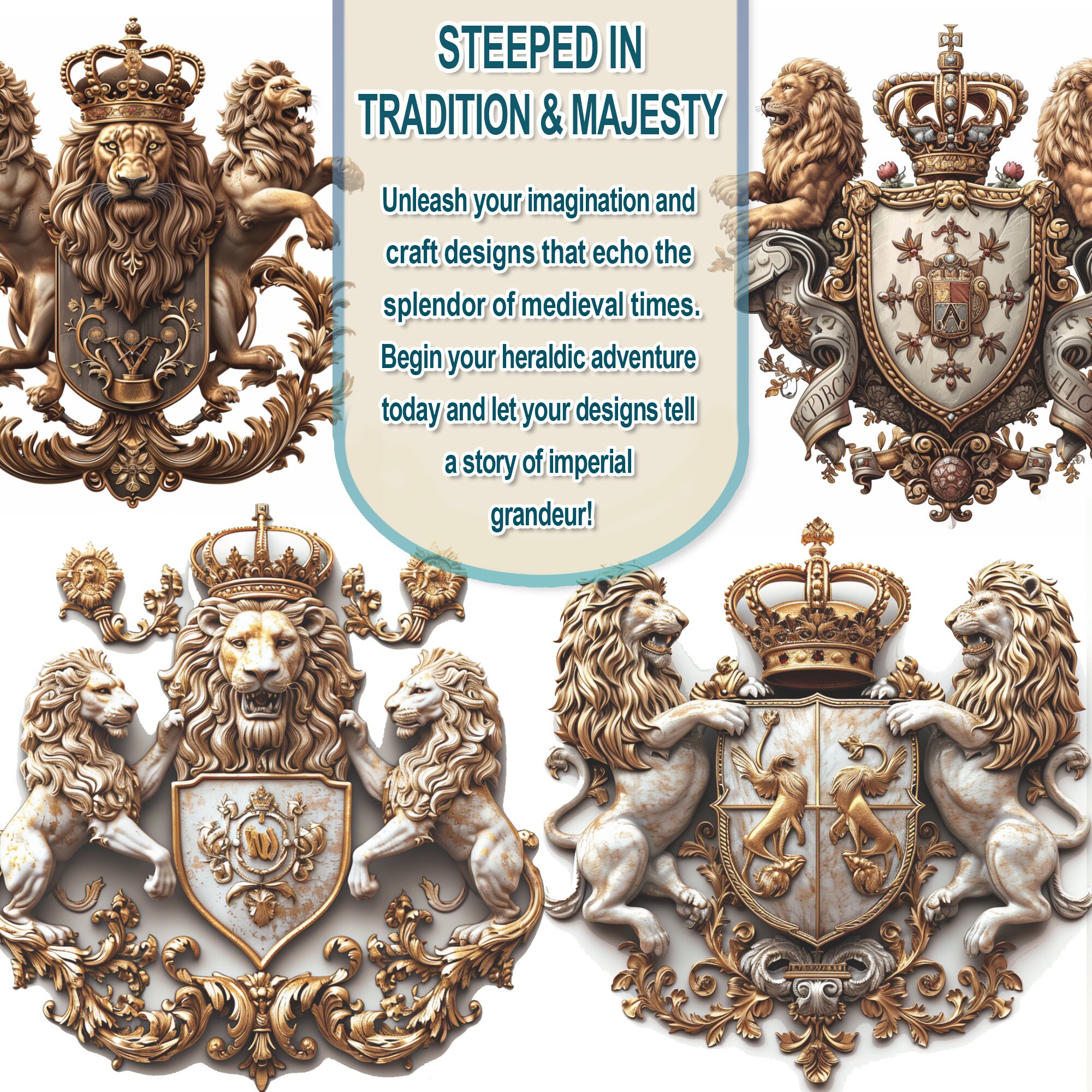 Unlimited Midjourney Prompt 2D Medieval Imperial Coat of Arms Heraldry ...