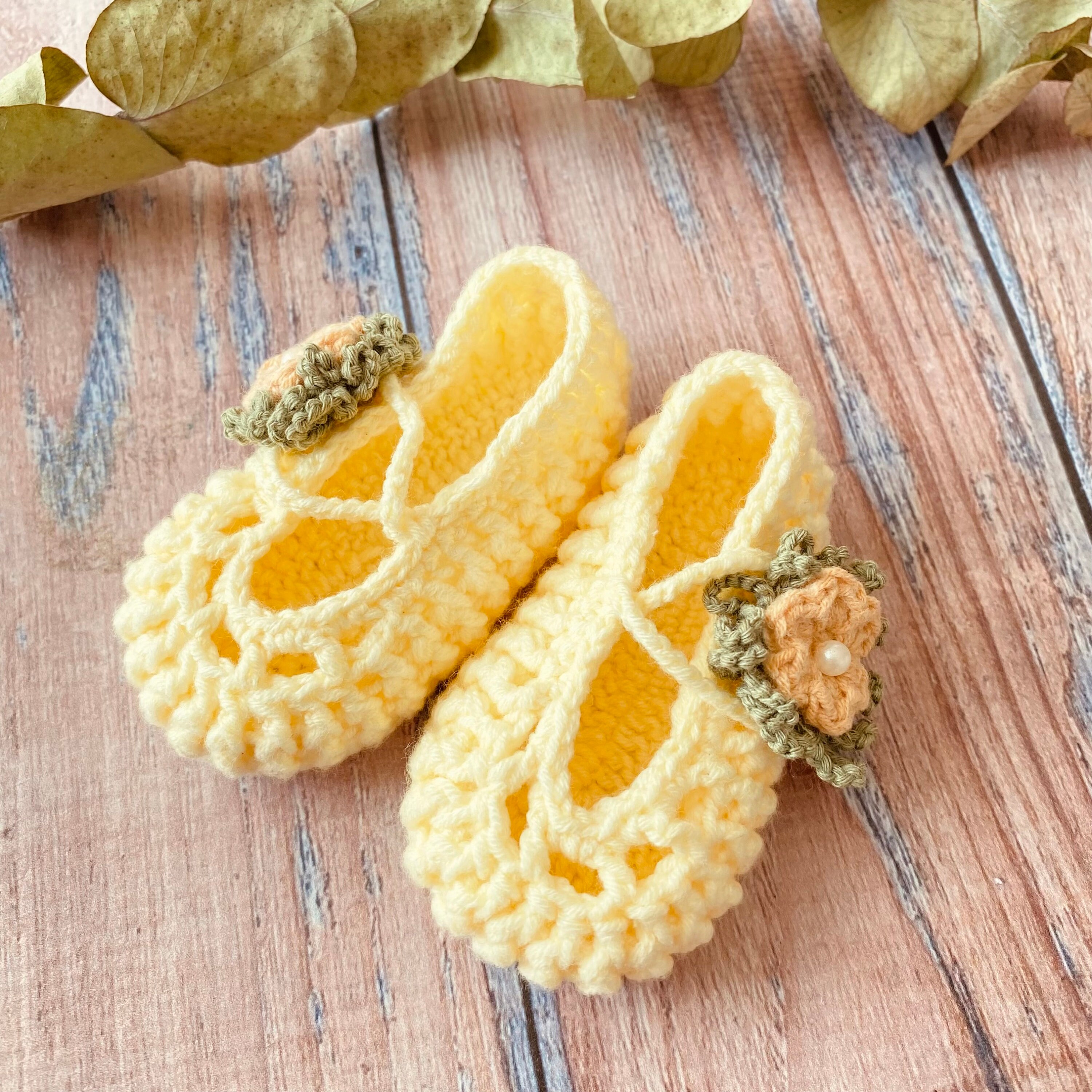Cream Color Crochet Baby Flowers Booties Baby Ballet Booties - Etsy