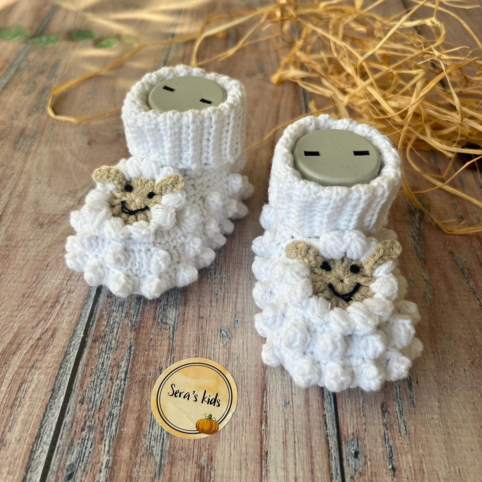 White Little Lamb Crochet Booties for Baby, İnfant Animal Shoes, First ...