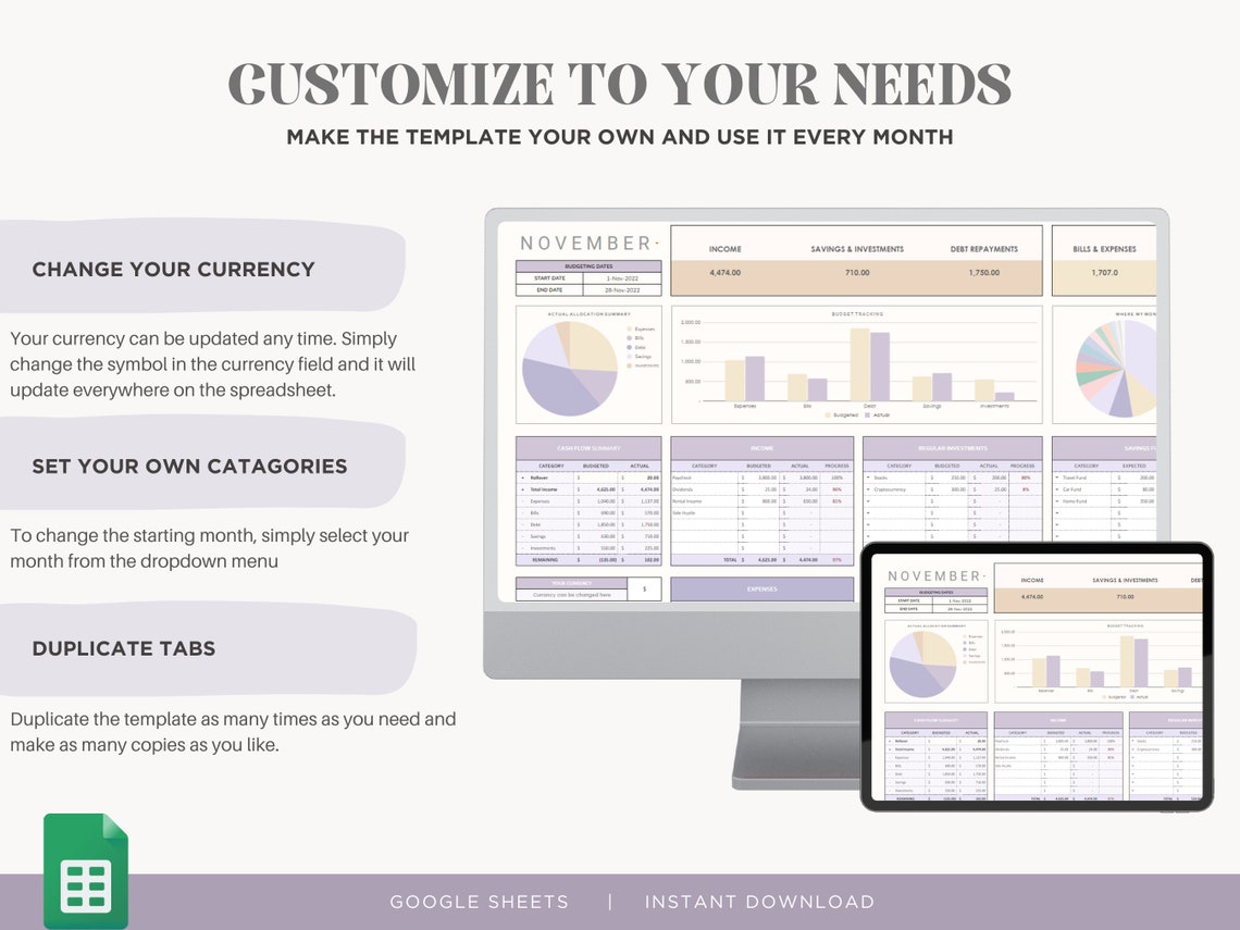 Simple Budget Template for Google Sheets: Personal Finance Tracker ...
