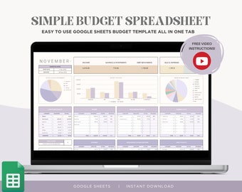 Simple Budget Template for Google Sheets, Monthly, Weekly, Fortnightly ...