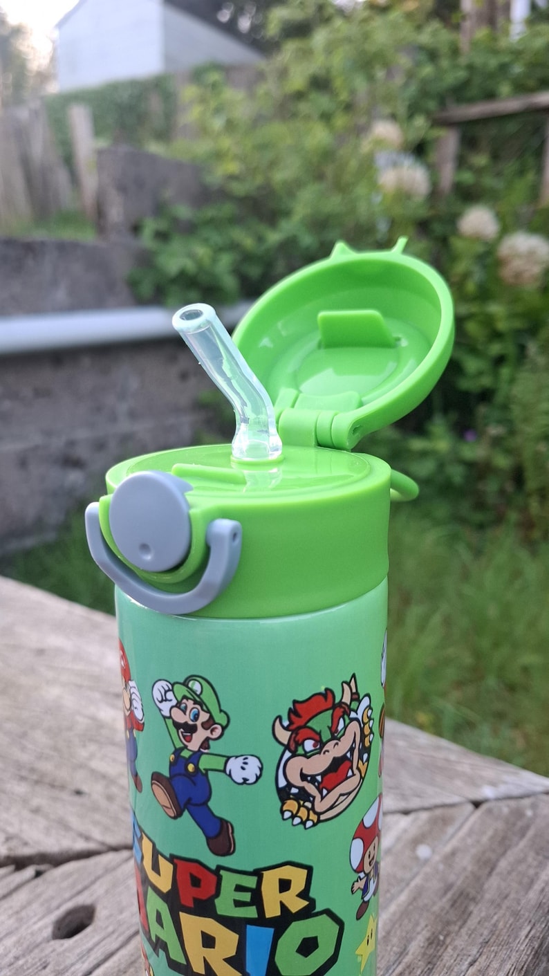 Personalized Kids 12oz Water Bottle: Mario Stainless Steel Flask - Etsy