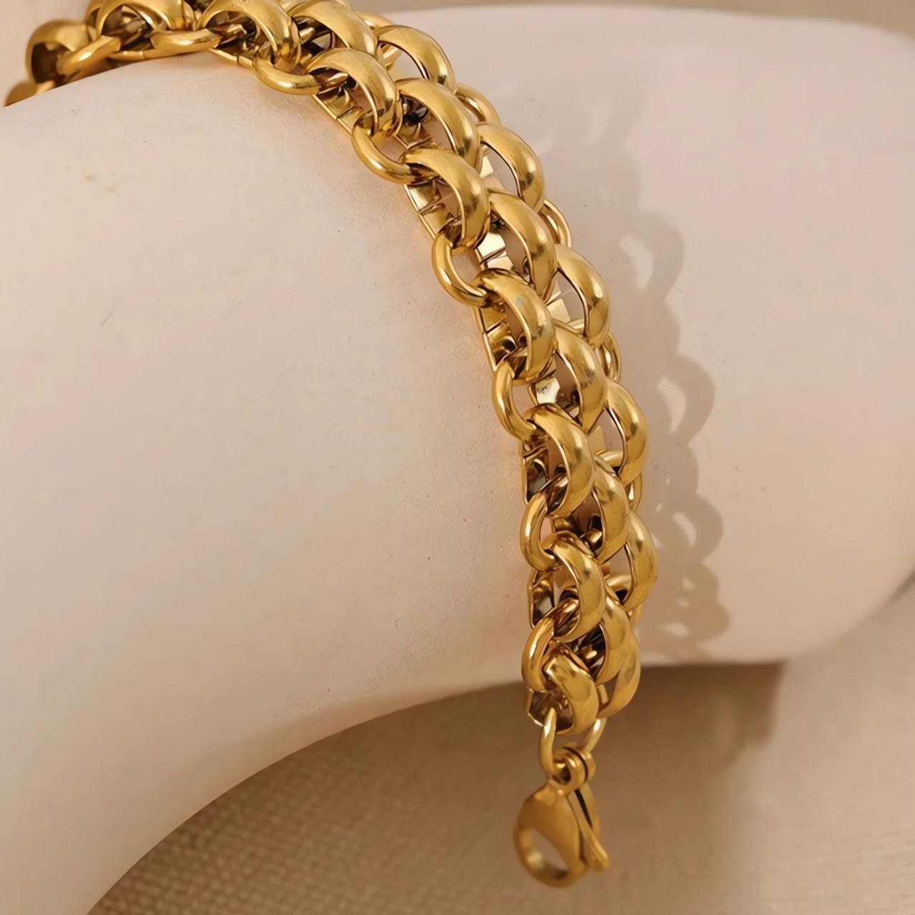 Unique Wide Flat Chain Bracelet, 17cm-22cm79 13.6mm Gold Aesthetic ...
