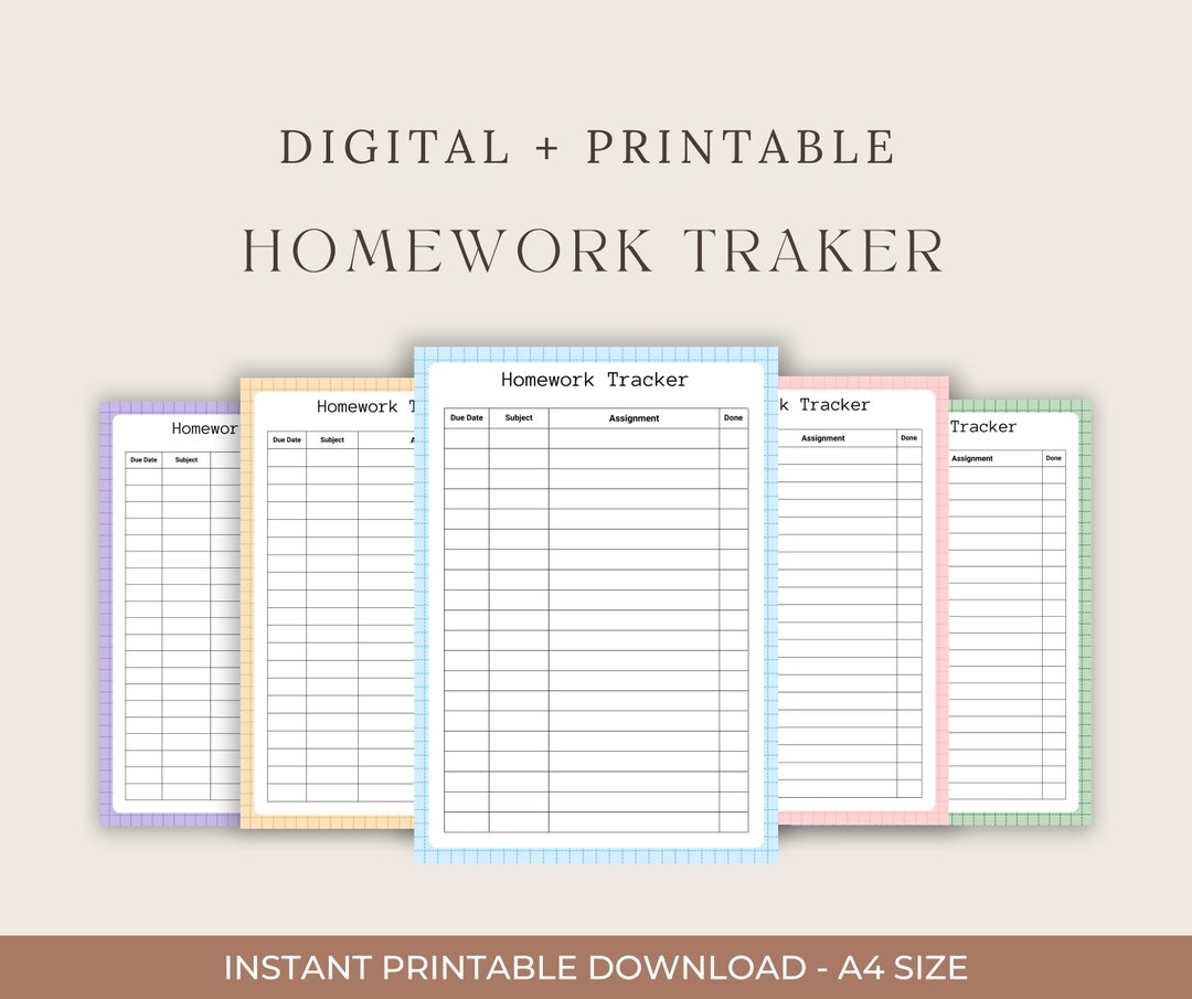 Homework Tracker Printable, Student Planner, Assignment Tracker ...