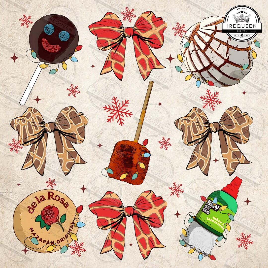 Christmas Mexican Conchas Png, Coquette Bow Christmas Mexican Png ...