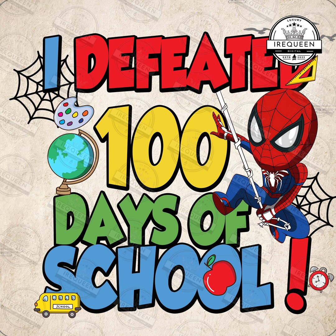 Superhero Cartoon 100 Days of School PNG, 100 Days of School Cartoon ...
