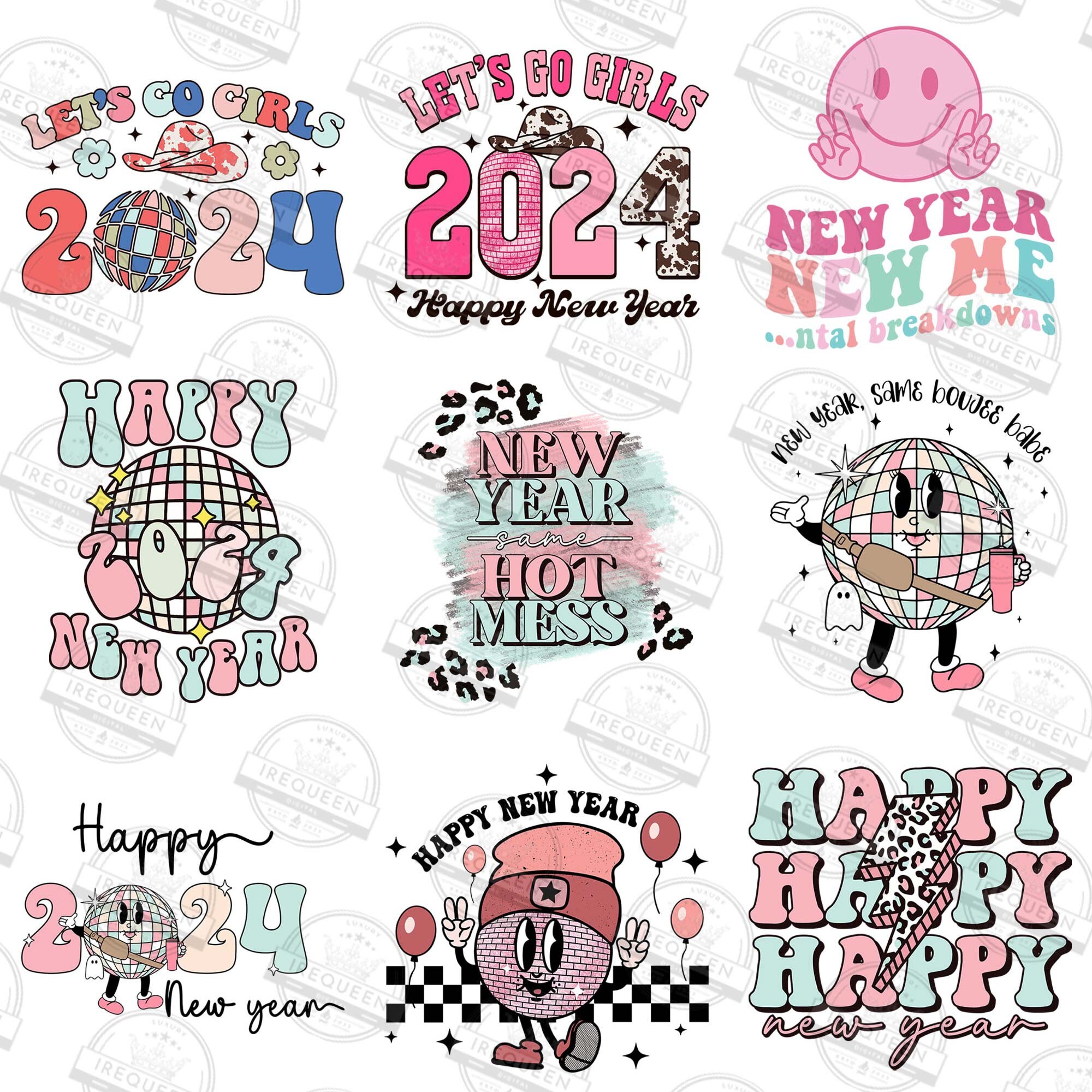 20 New Year 2024 Png, Howdy New Year 2024 Png, Retro New Year Png, New ...