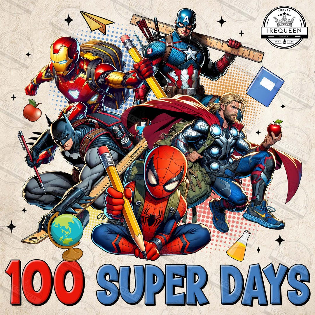 100 Days of School Superhero Png, Cartoon Movie 100 Days Png, 100 Super ...