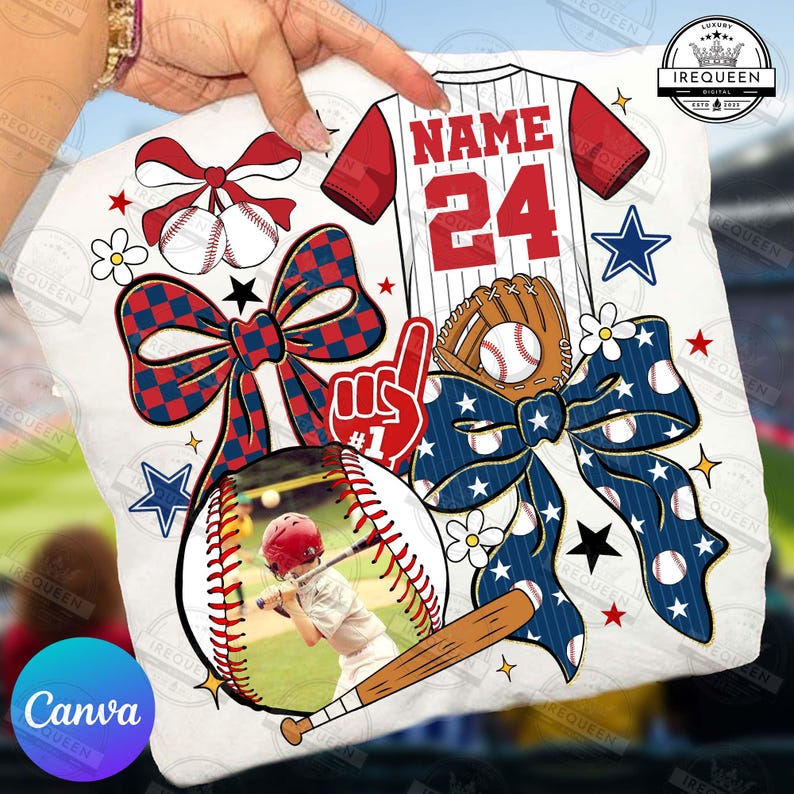 CUSTOM Canva Template Baseball Photo Insert Png, Baseball Canva Png ...