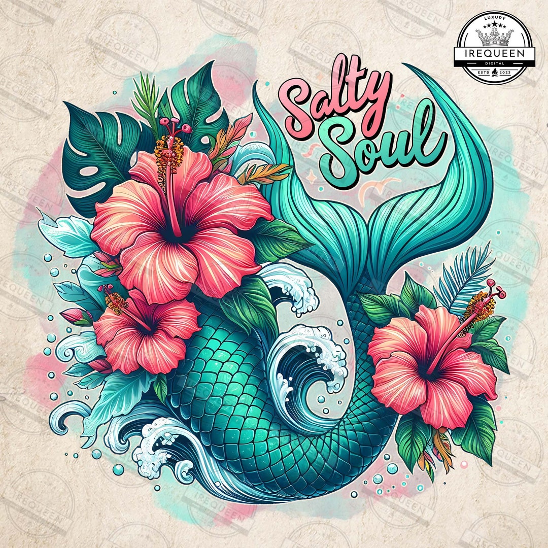 Salty Soul Design PNG, Sassy Mermaid Summer Sublimation, Beach Vibes ...