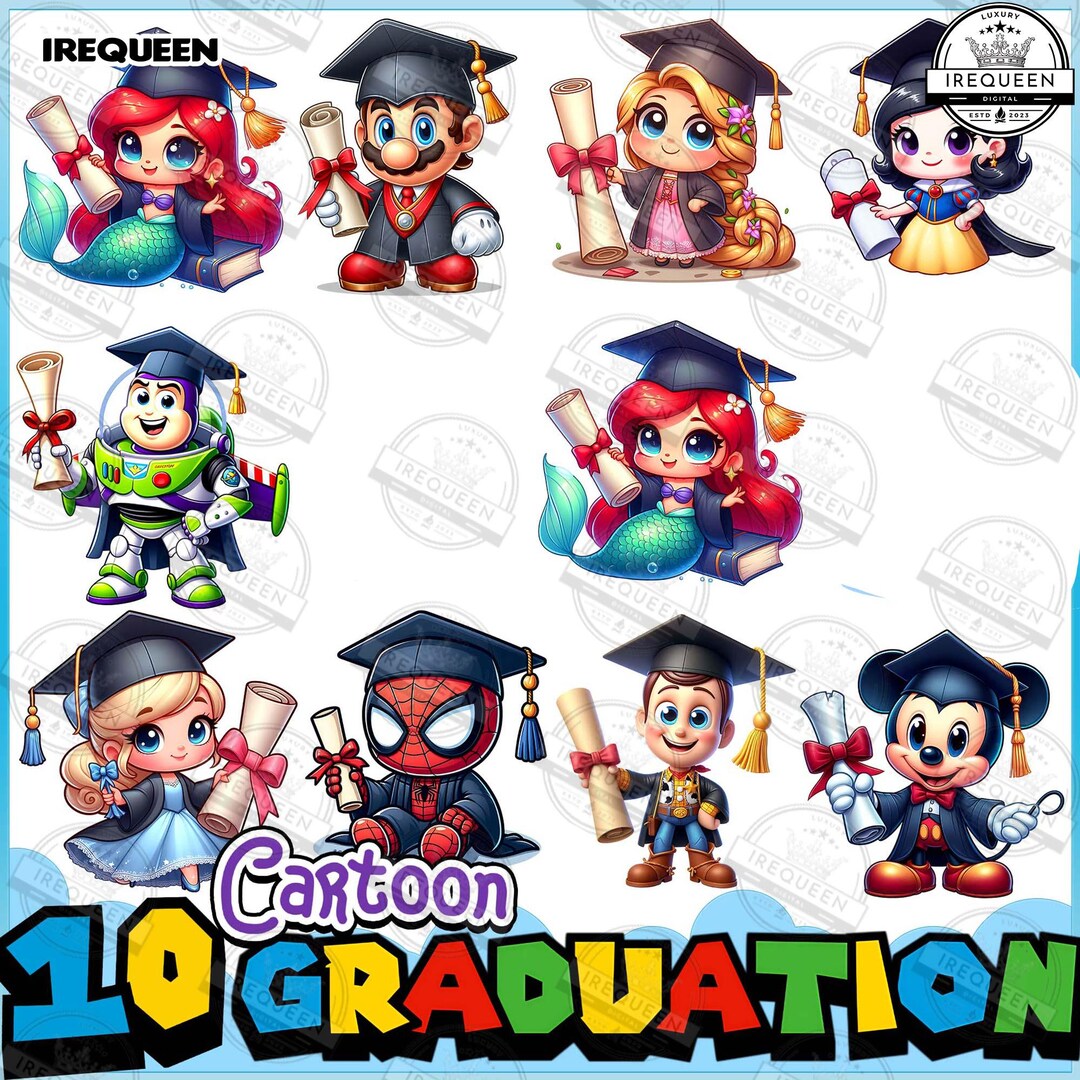 10+ Senior Cartoon Graduation Png Bundle, Graduation Superhero Senior ...