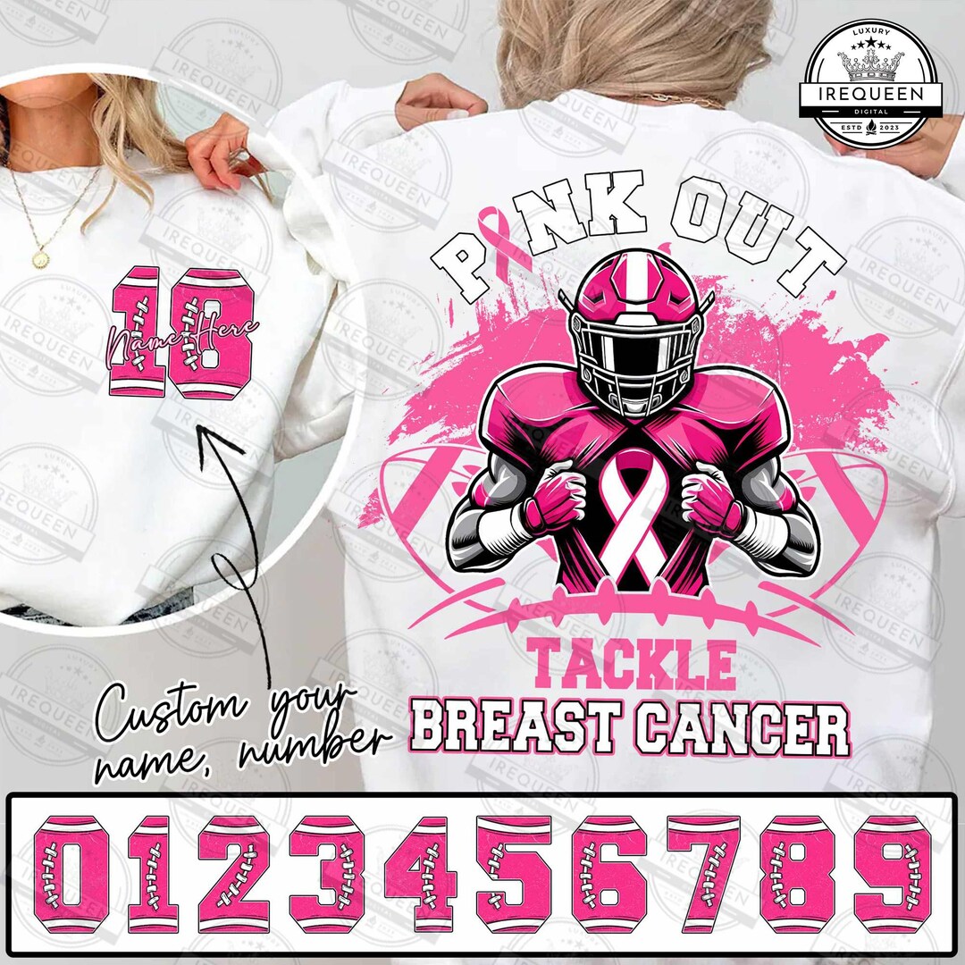 Custom Preppy Tackle Breast Cancer Png, Cancer Awareness Png, Football ...