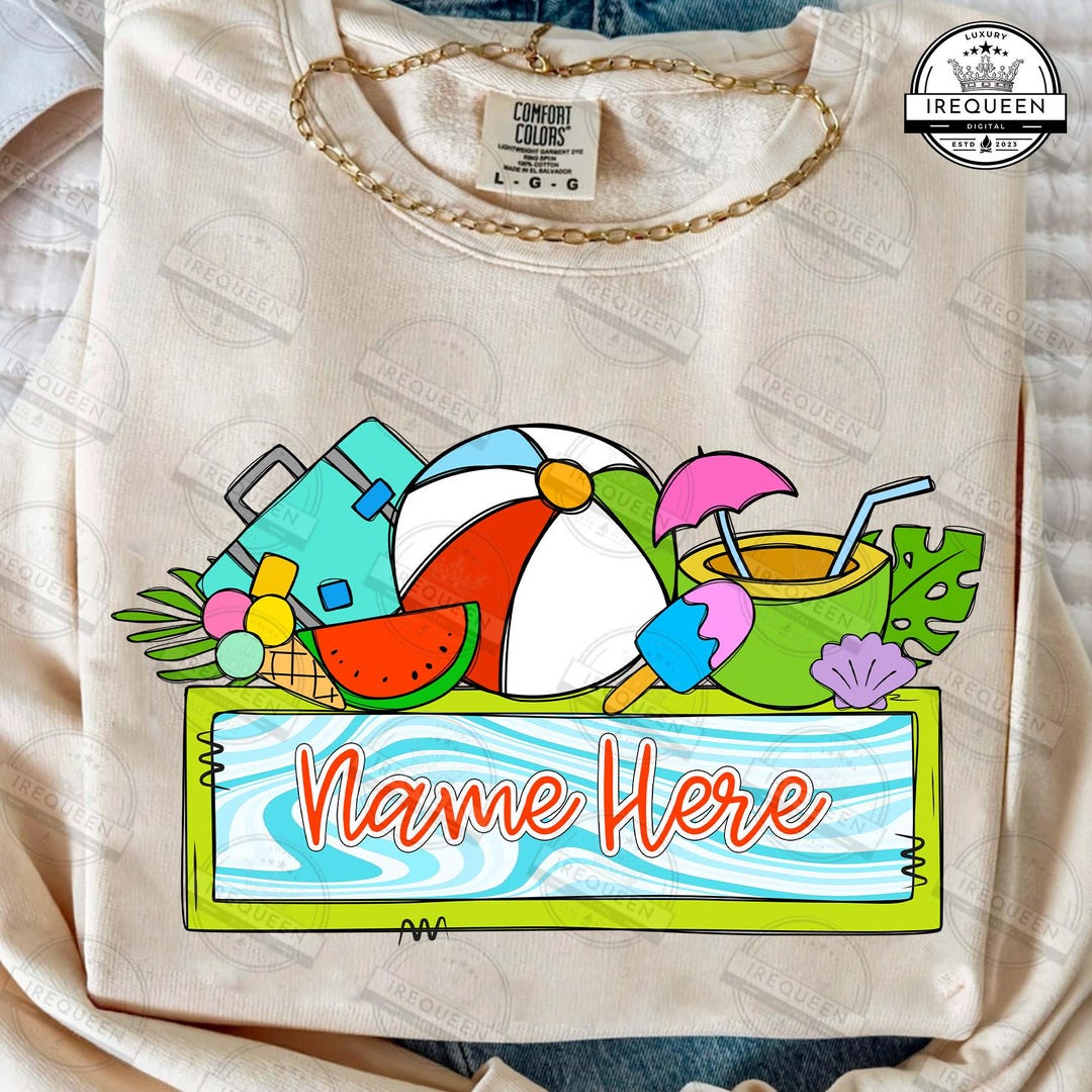 Little Girl Beach Name Png, Preppy Summer Shirt Design, Name Tag Png ...