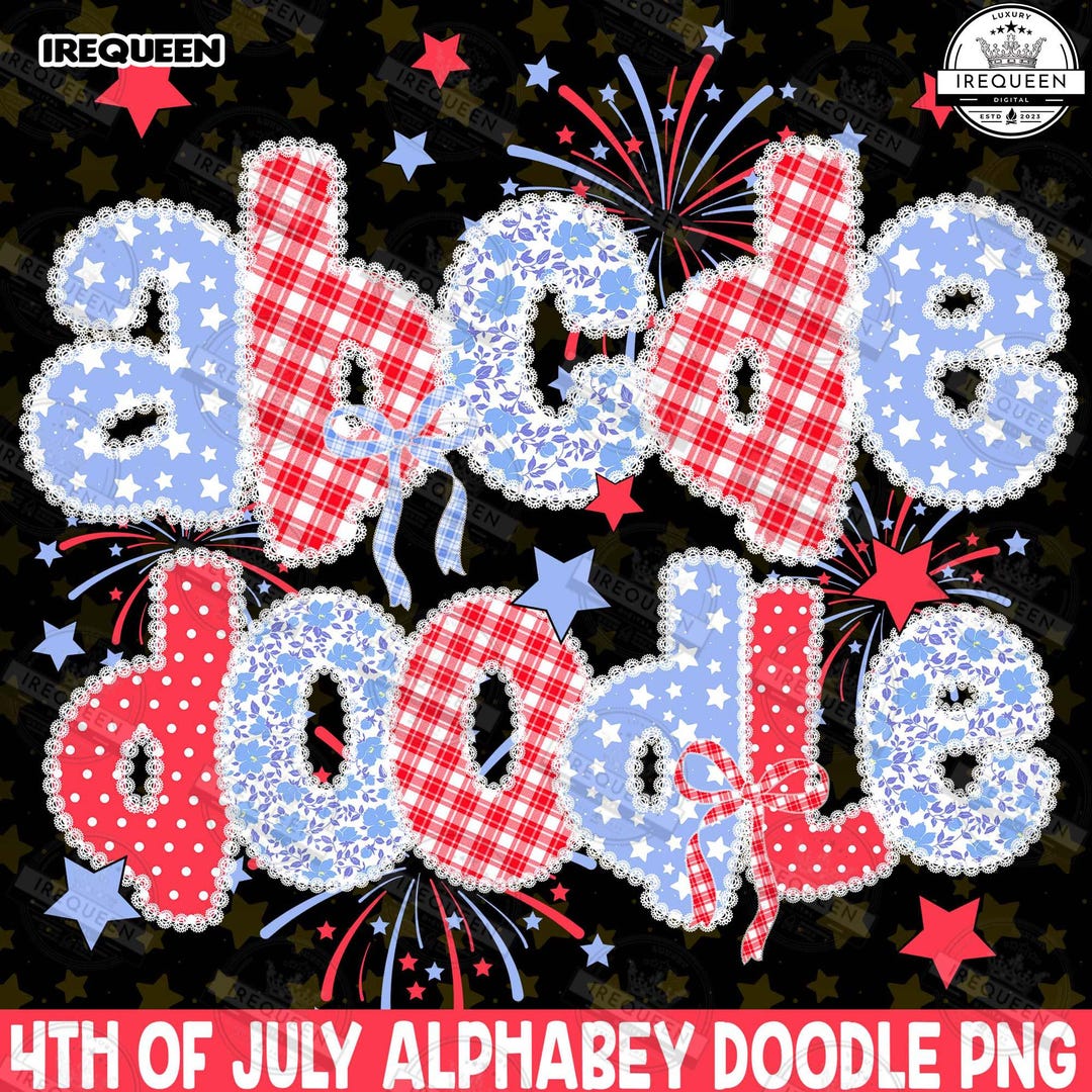 CUSTOM Name Preppy Independence Day Png Bundle, Patriotic Alphabet ...