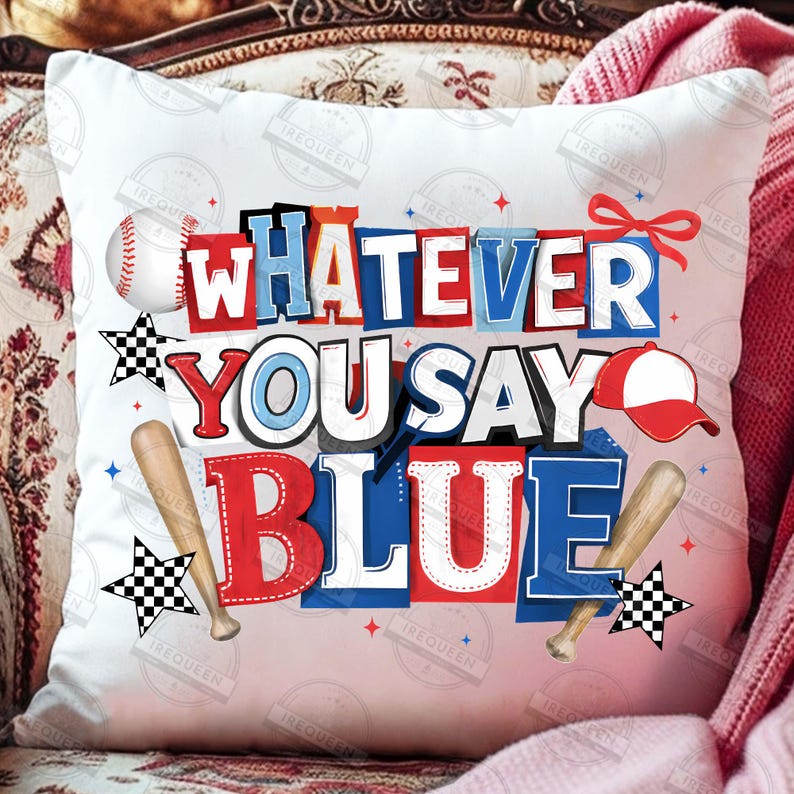 Whatever You Say Blue Png, Collage Y2k Baseball Mom Png, Game Day Png ...