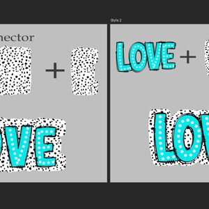 Alpha Doodle Dots Letters PNG Bundle, Bright Color Palette, 5 Alpha ...