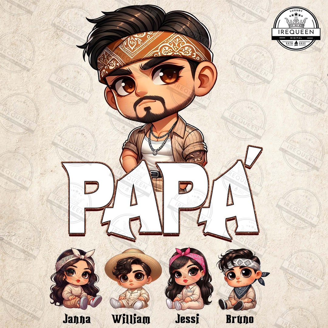CUSTOM Papá Chicano Dad Png, Name Kids Gift for Dad Png, Happy Father’s ...