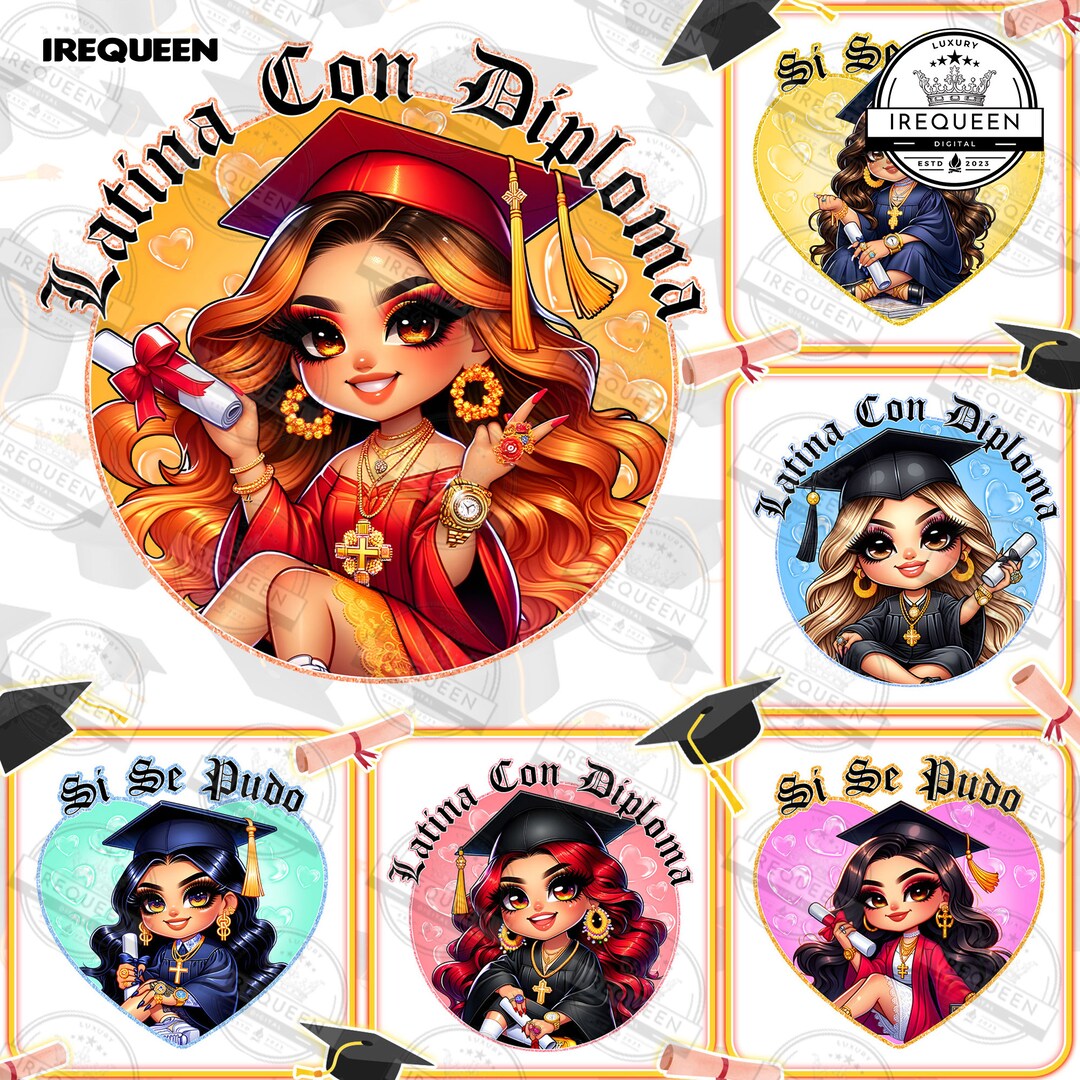 Para Mi Familia Chicano Png Bundle, Graduation Chibi Style Png ...