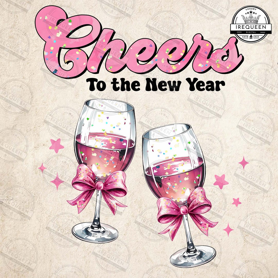 Cheers to the New Year 2025 Png, Happy New Year 2025 Png, Pink Coquette ...