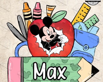 Groovy Pencil Png, CUSTOM Name Frame Kids Png, Cartoon Back to School ...