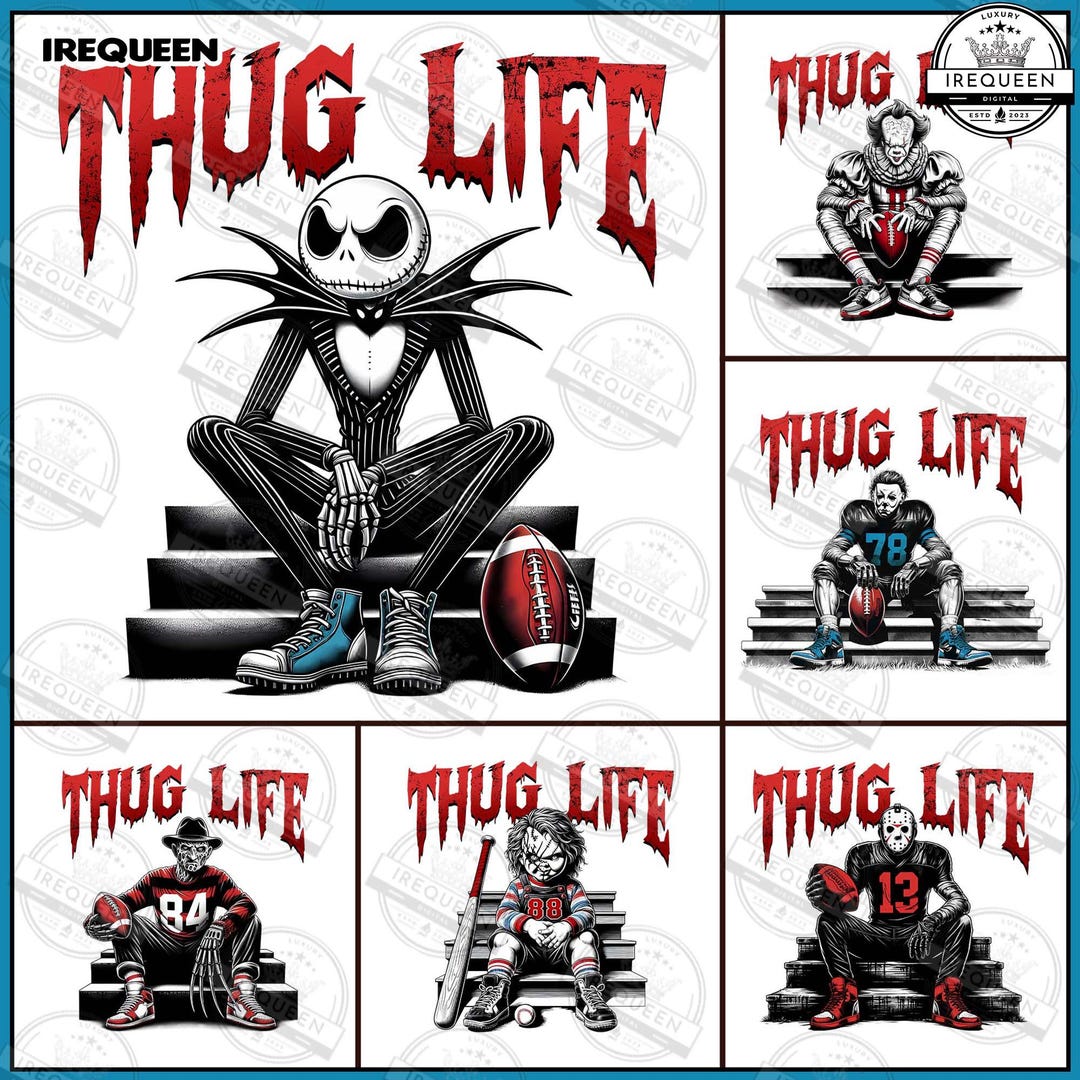 5 Baseball Horror Characters Png, Thug Life Halloween Png, Halloween ...
