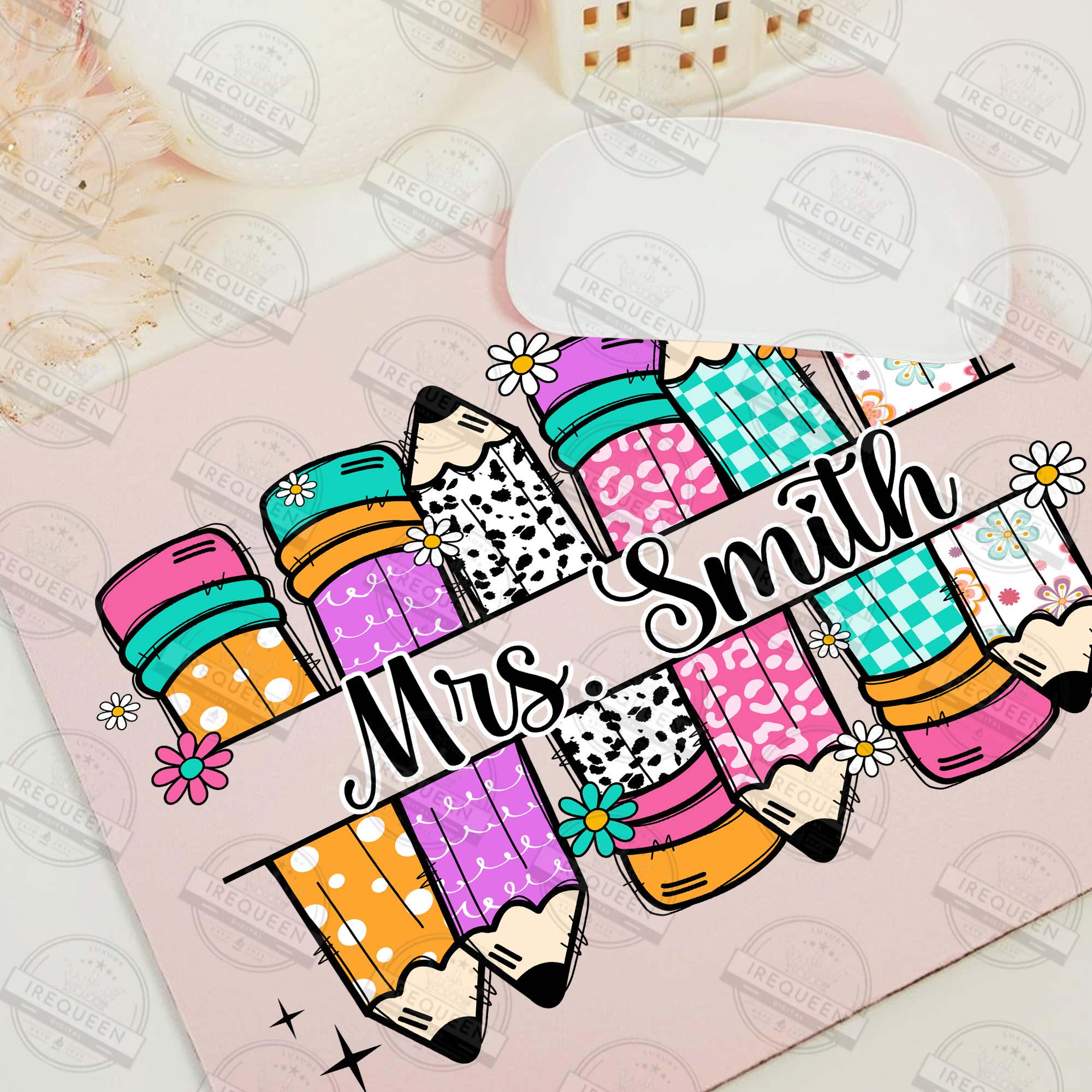Preppy Pencil Teacher Name Custom Png, Custom Name of Teacher Png, Back ...