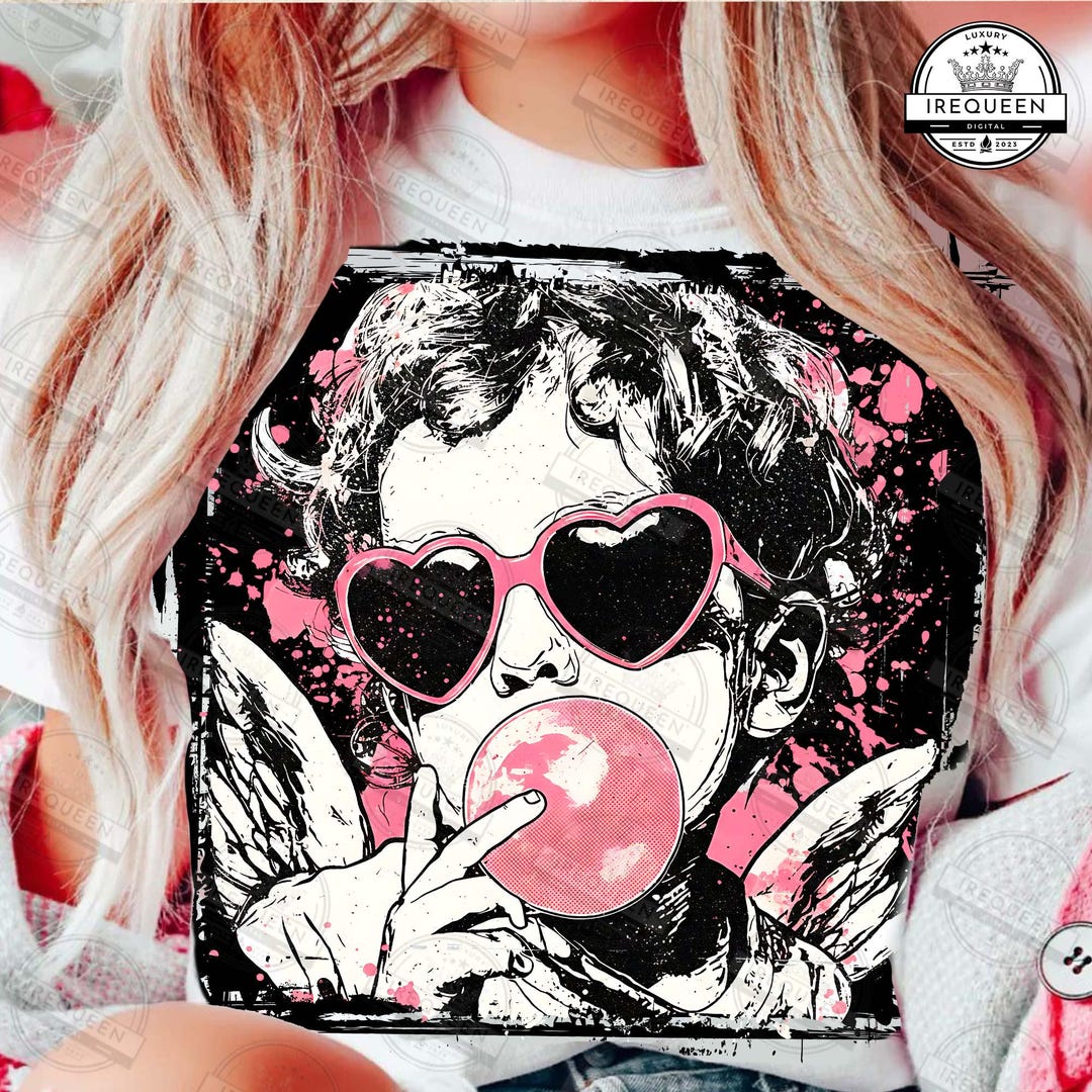 Retro Cupid Blowing Bubble PNG, Vintage Valentines Day Png, Cupid With ...