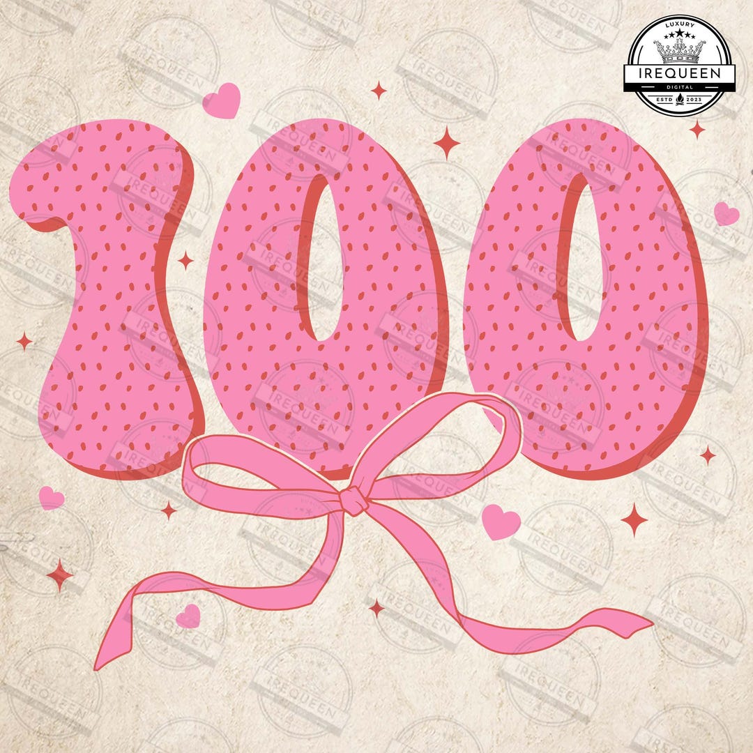 100 Days of School Coquette Bow Png, Girls 100th Day Png, Coquette ...