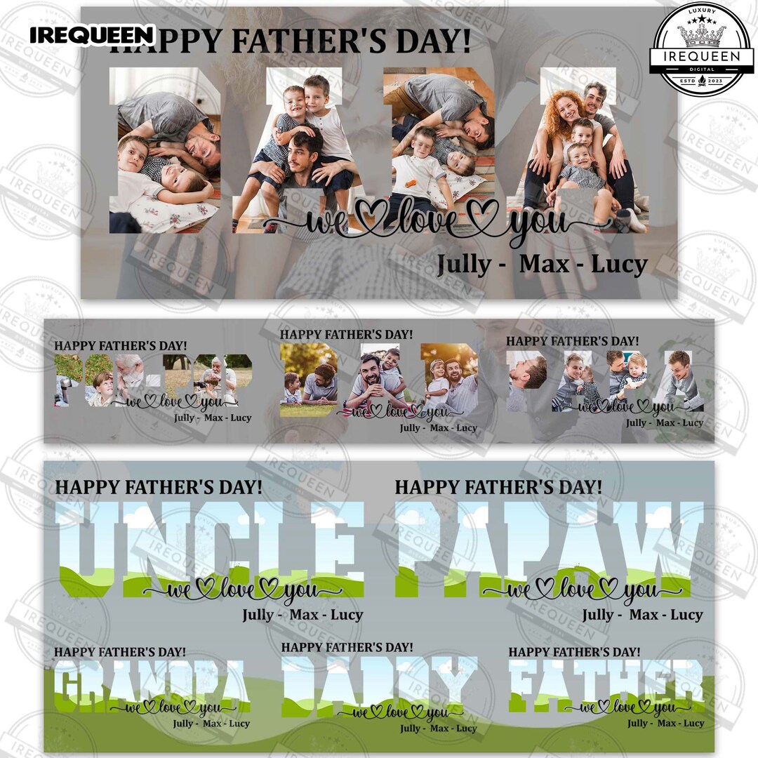 Editable Dad Papa Daddy Happy Fathers Day Canva Template Bundle, Gift ...