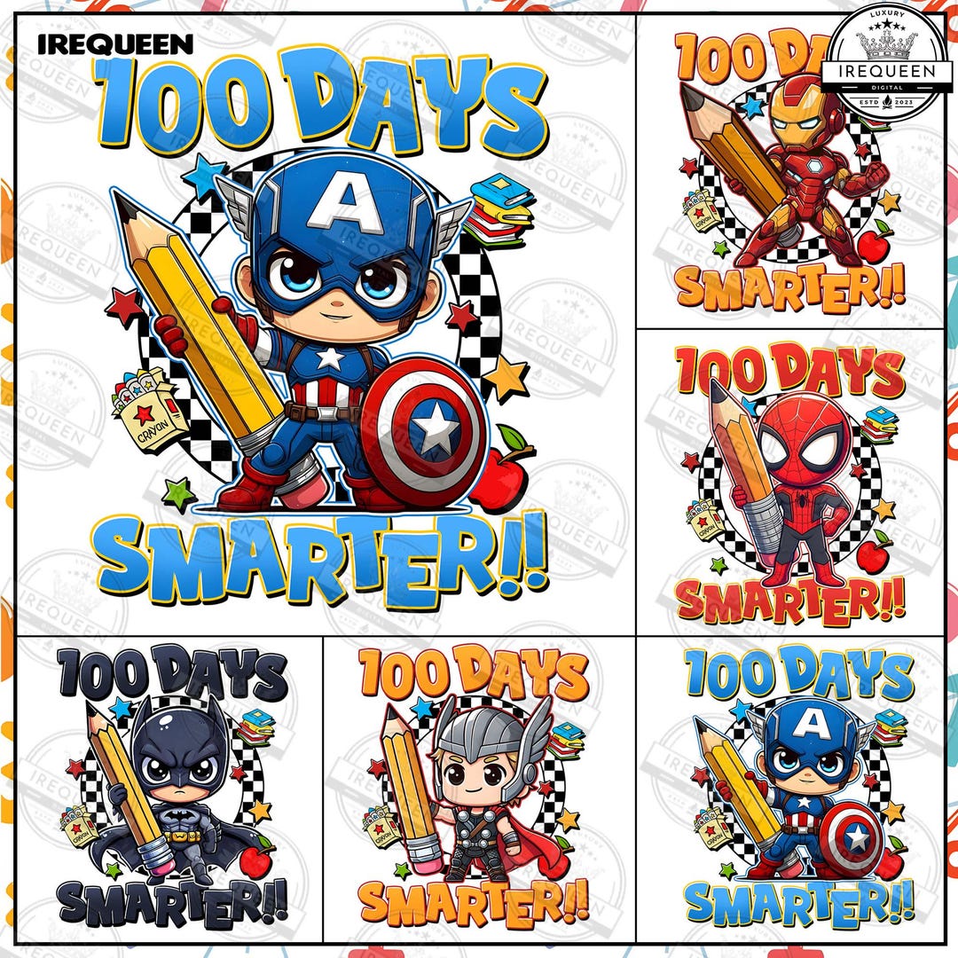 100th Day of School Png Bundle, Movie 100 Days Cartoon Png, Happy 100th ...