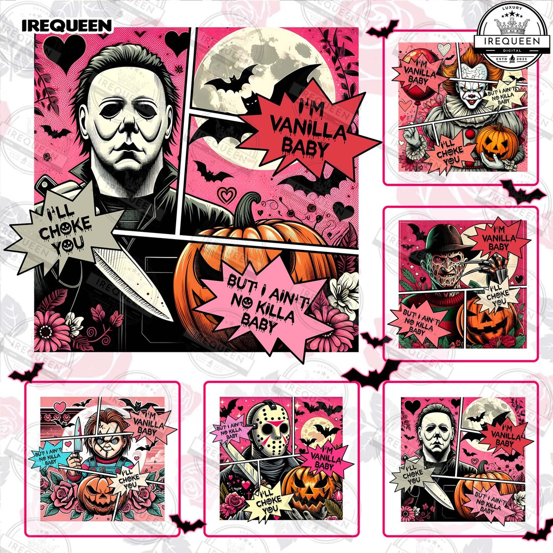 Pink Scary Halloween Movie Png Bundle, Horror Movie Png, Horror Friends ...