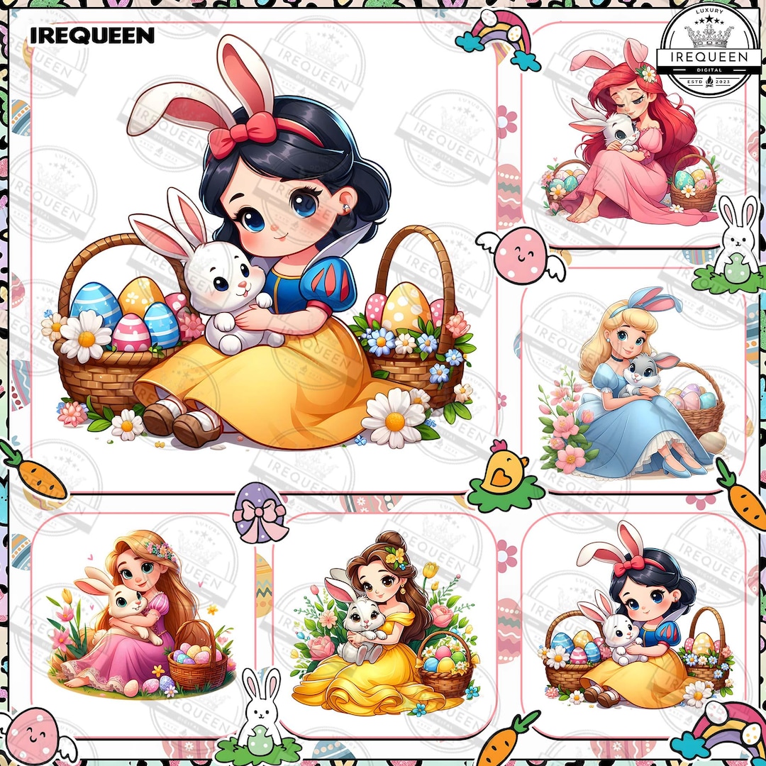 Bundle Princess Easter Png, Cartoon Princess Easter Bunny Png, Easter ...