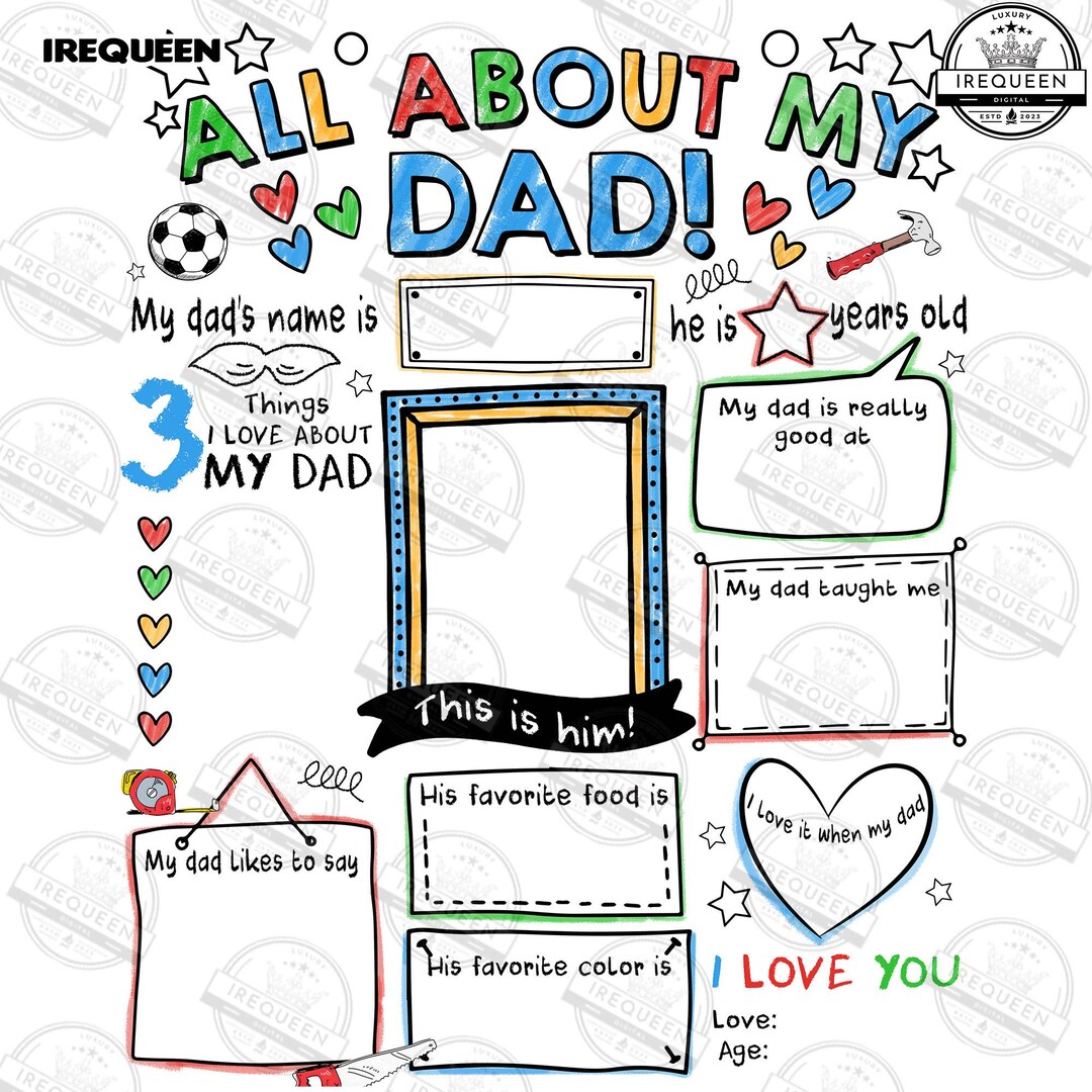 All About My Dad Printable Png, Fathers Day Card Png, Happy Father’s ...