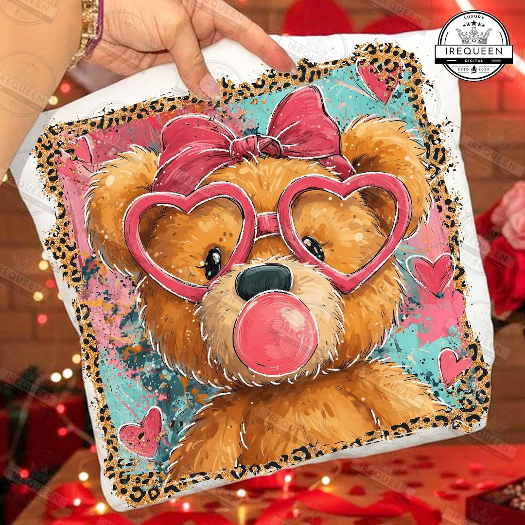 Preppy Valentine Teddy Bear PNG, Trendy Valentine’s Day Cute Bears Png ...