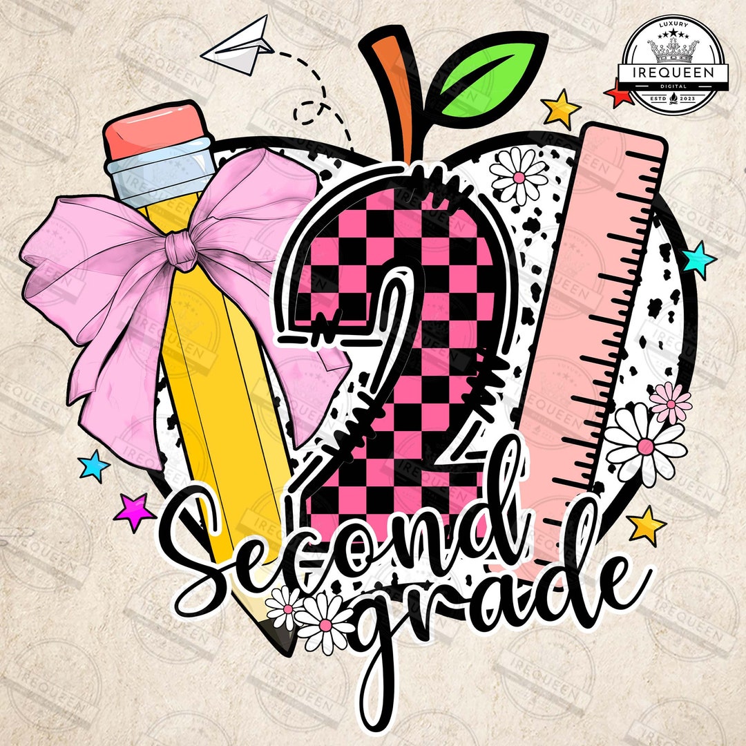 Second Grade Png, Retro School Sublimation Designs, Bright Dots Png ...