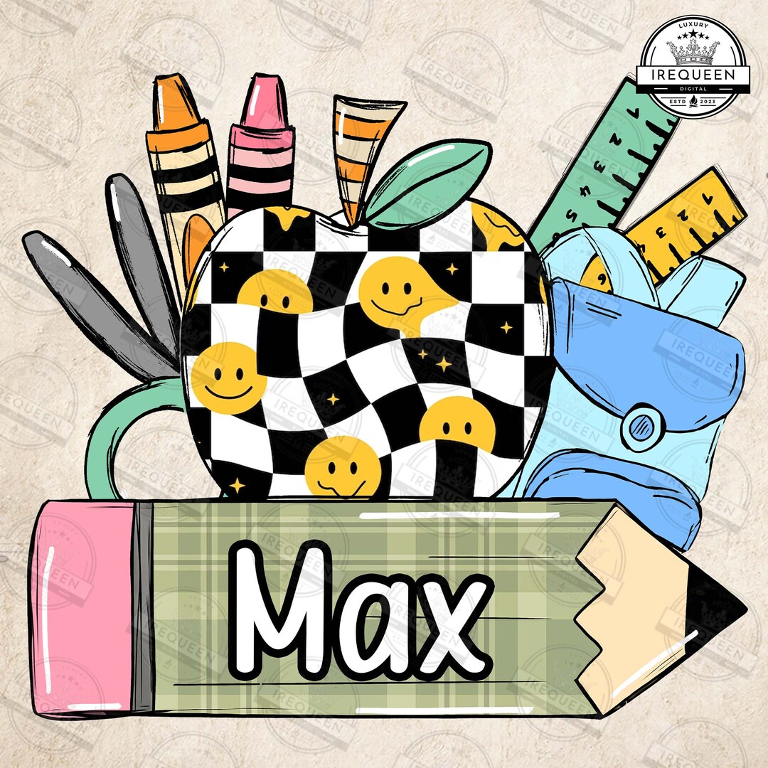 CUSTOM Name Frame Kids Png, Back to School Png, Apple Pencil Png ...