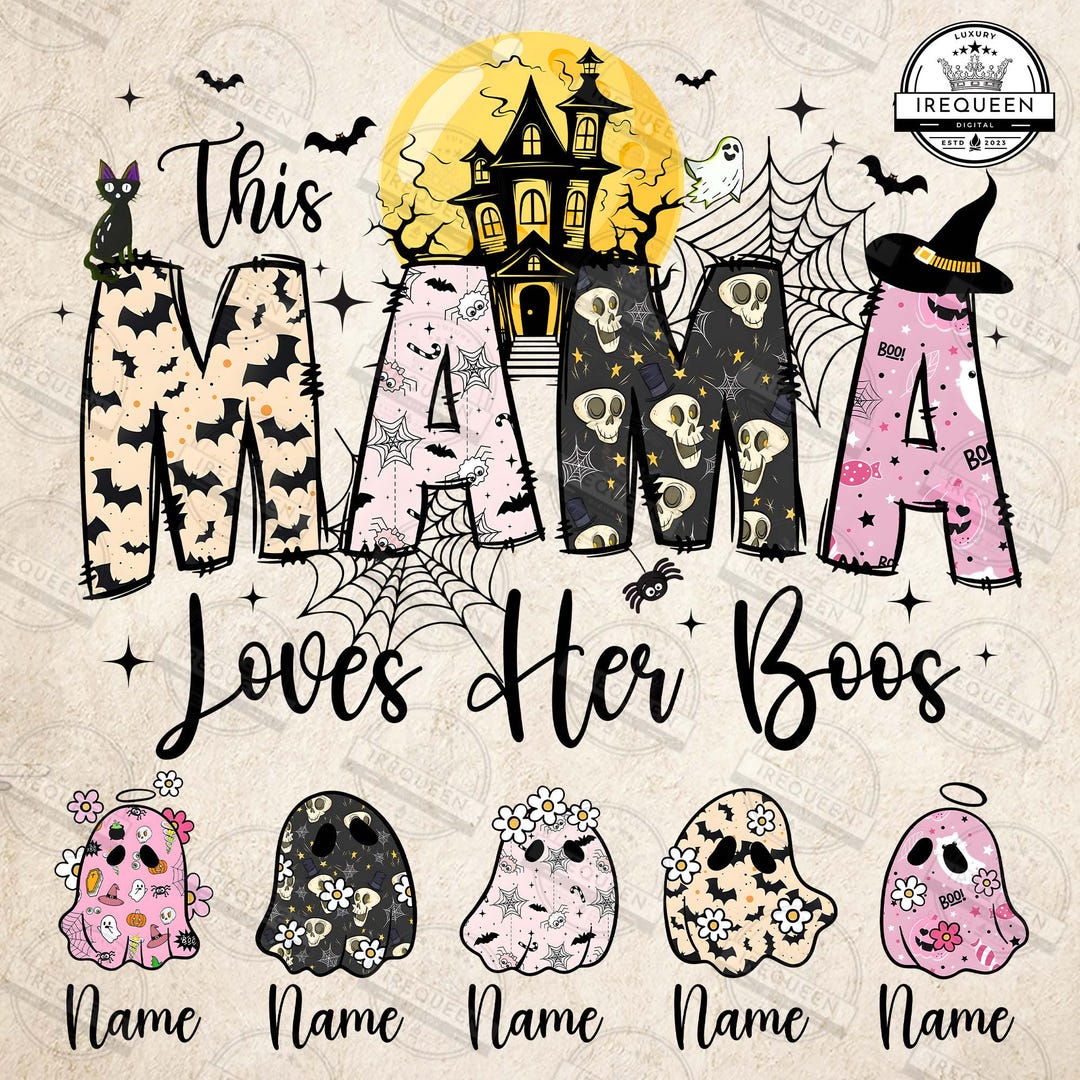 CUSTOM Cute Ghost Name Kids Png, Spooky Mama Shirt Design, Spooky Crew ...